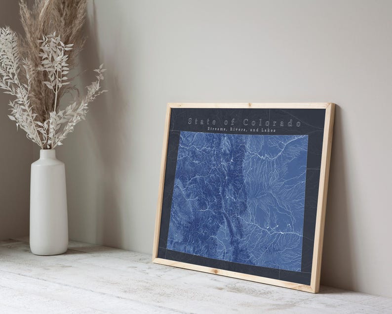 Colorado Hydrological Wall Map (streams, Rivers, and Lakes) - Etsy
