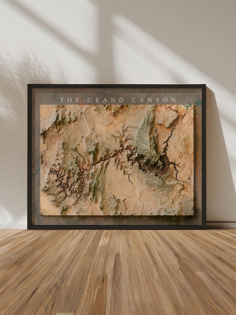 Grand Canyon Wall Map | Terrain | Natural Color - Etsy