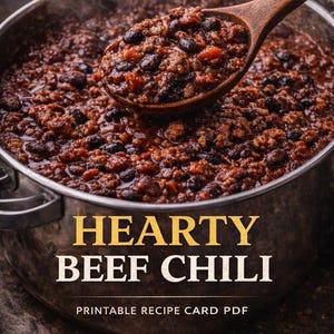 Classic Beef Chili Recipe Card – Hearty Comfort Food PDF - Etsy