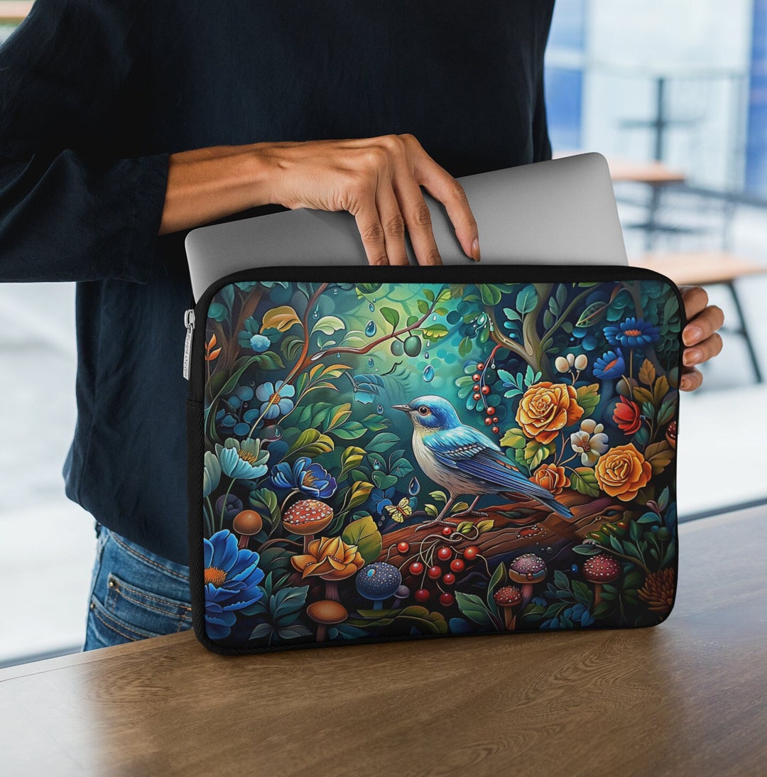 Blue Bird Laptop Sleeve, 13, 15, Floral Notebook Bag, Computer ...
