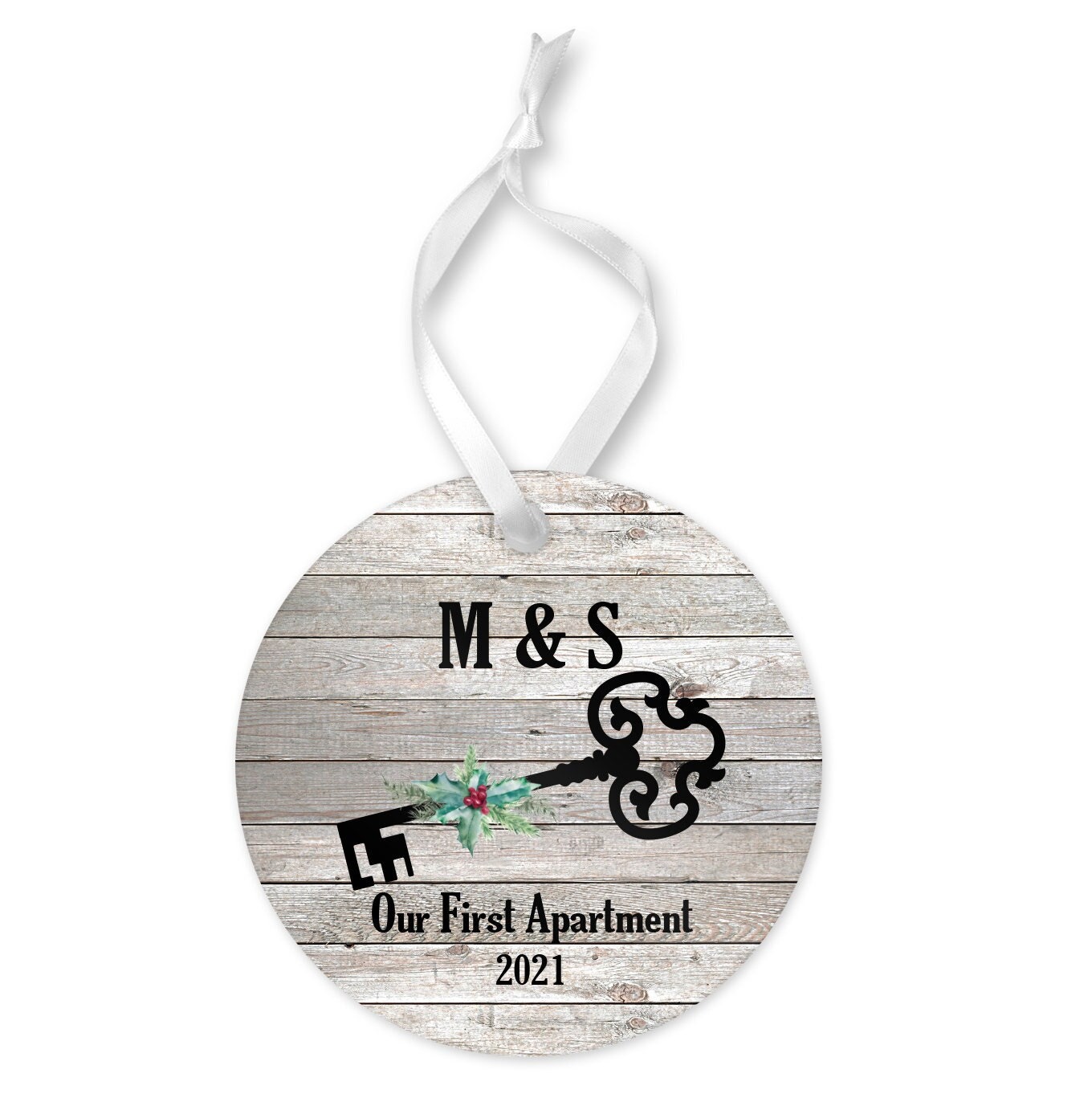 Personalized First Apartment Key Ornament Ceramic Round | Etsy