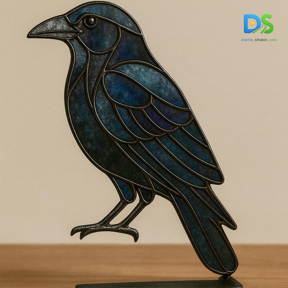 Black Raven Stained Glass Pattern, Raven Suncatcher, Modern Stained ...