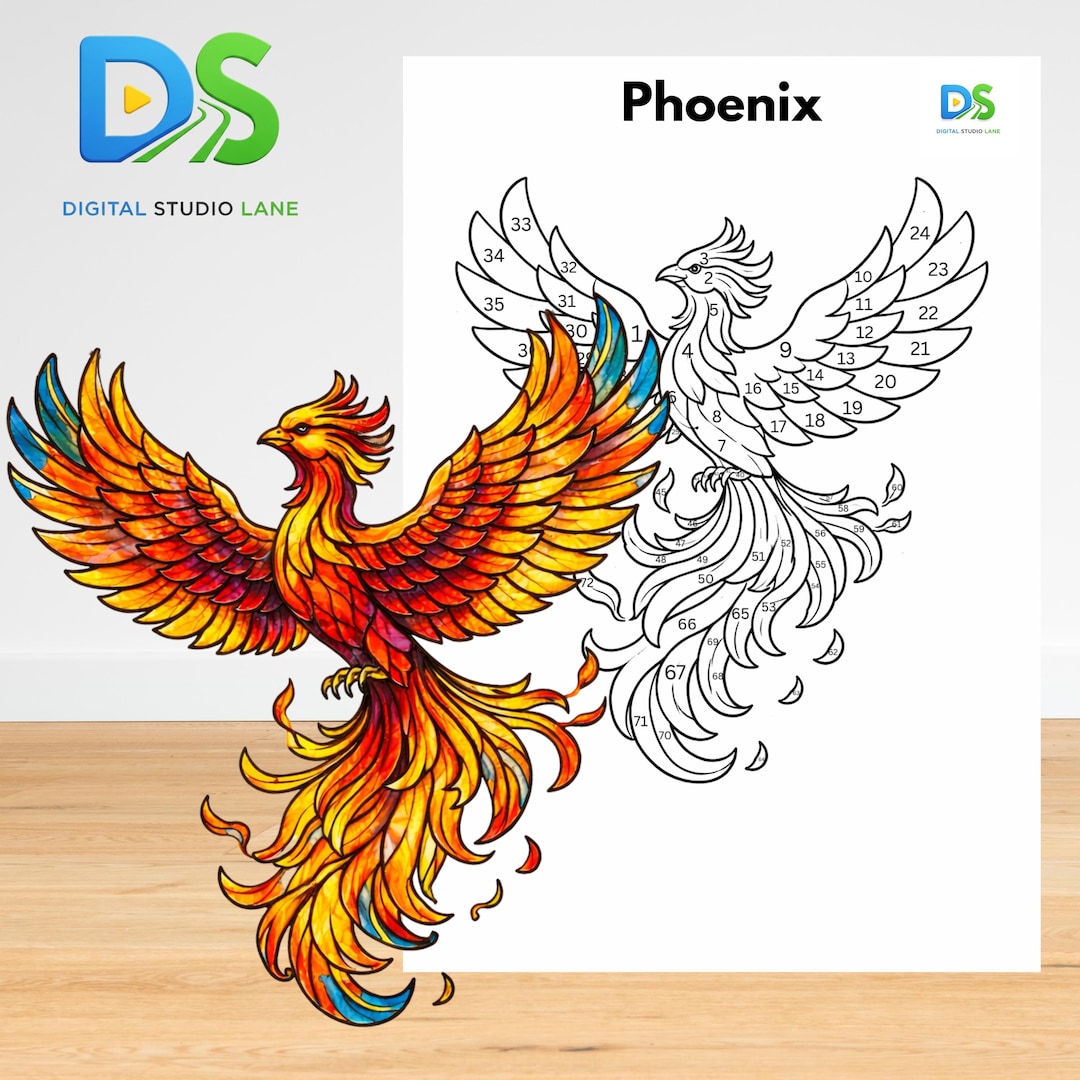 Phoenix Stained Glass Pattern, Phoenix Suncatcher, Mythical Bird ...