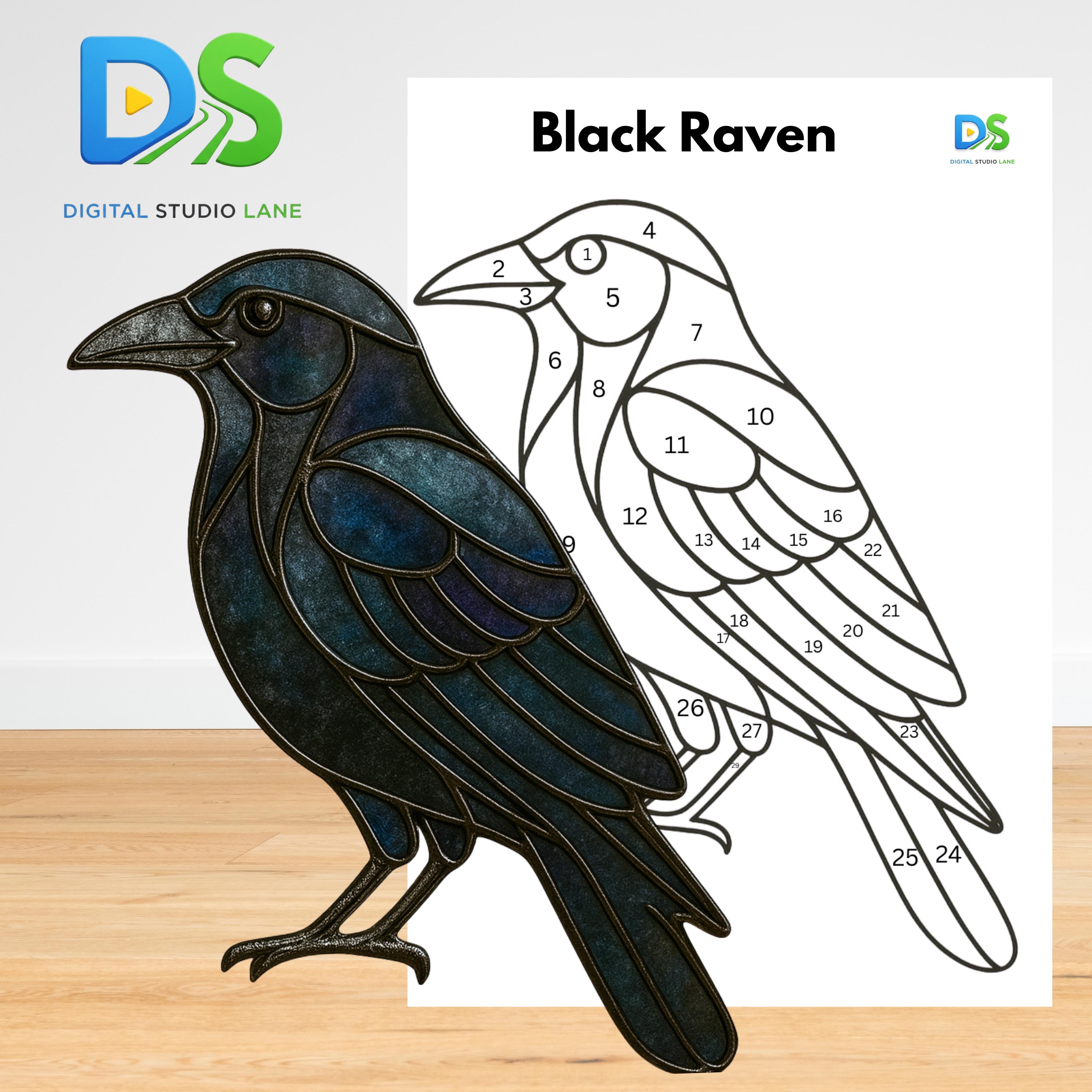 Black Raven Stained Glass Pattern, Raven Suncatcher, Modern Stained ...