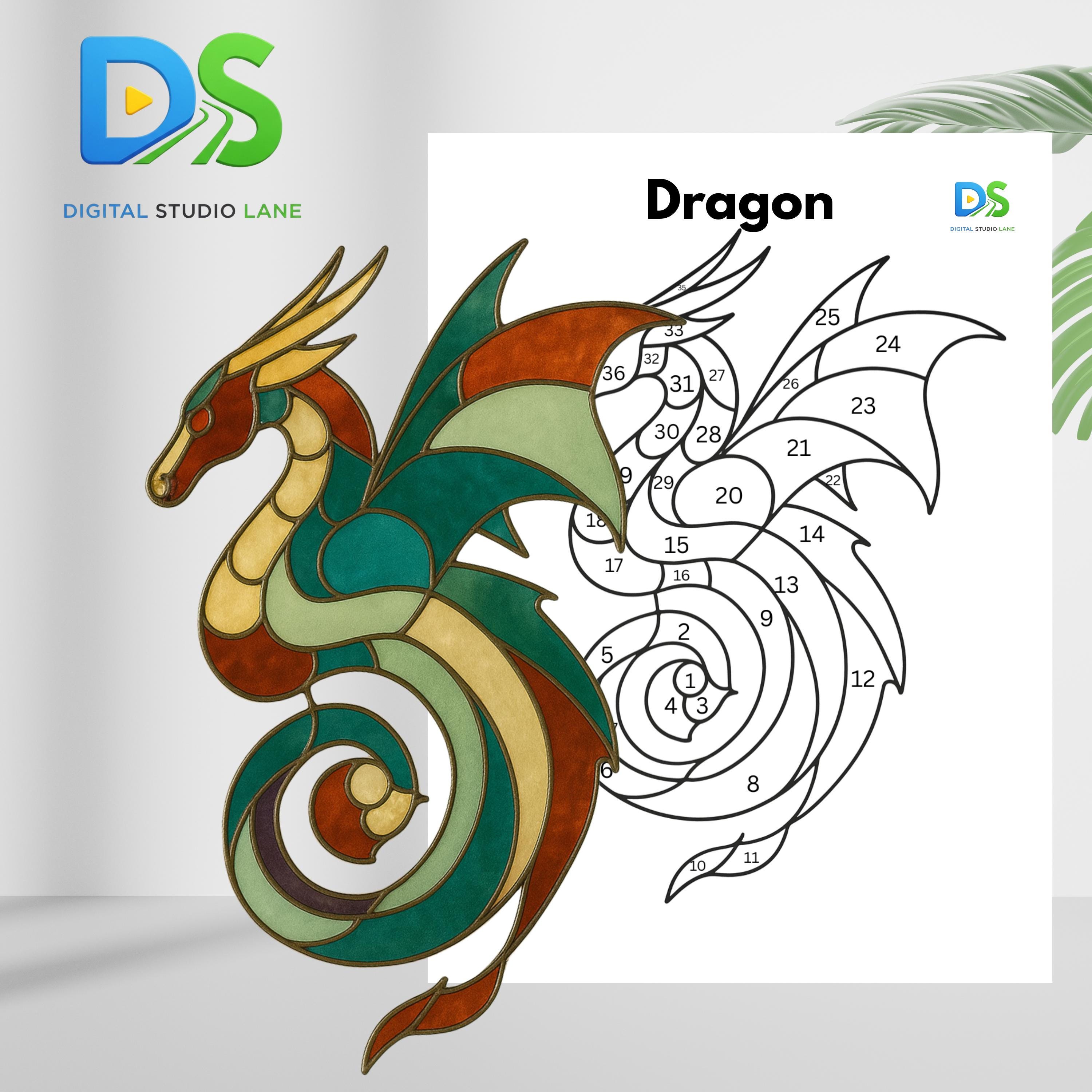Dragon Stained Glass Pattern, Dragon Suncatcher, Stainedglass, Handmade ...