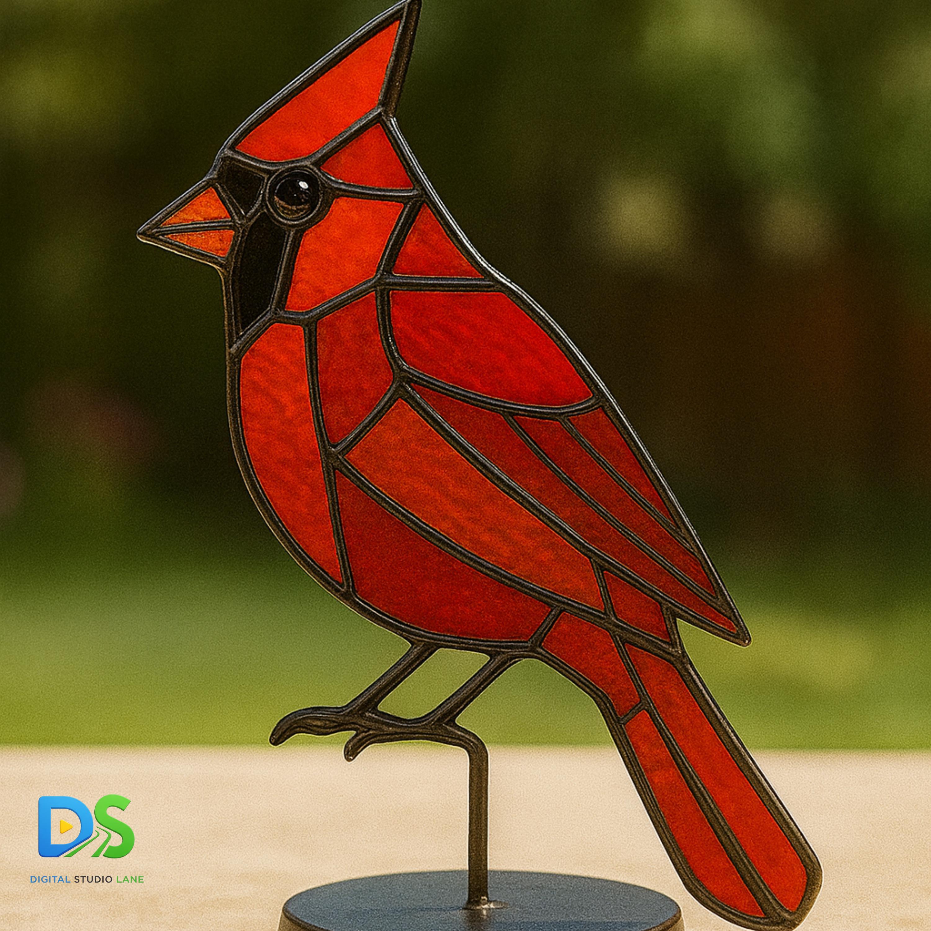 Red Cardinal Stained Glass Pattern, Cardinal Suncatcher, Modern Stained ...