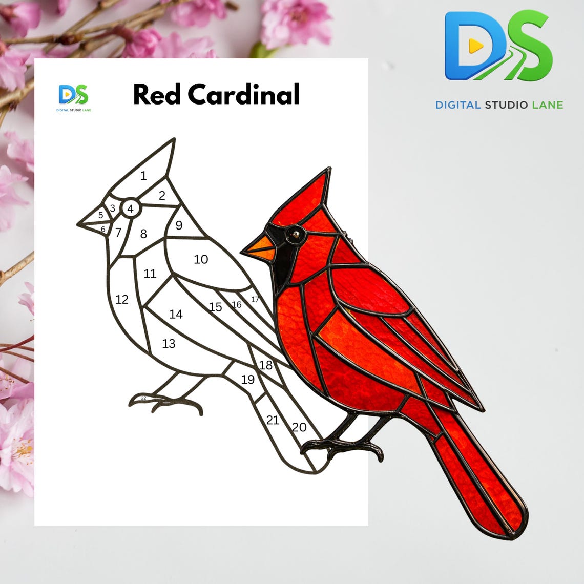 Red Cardinal Stained Glass Pattern, Cardinal Suncatcher, Modern Stained ...