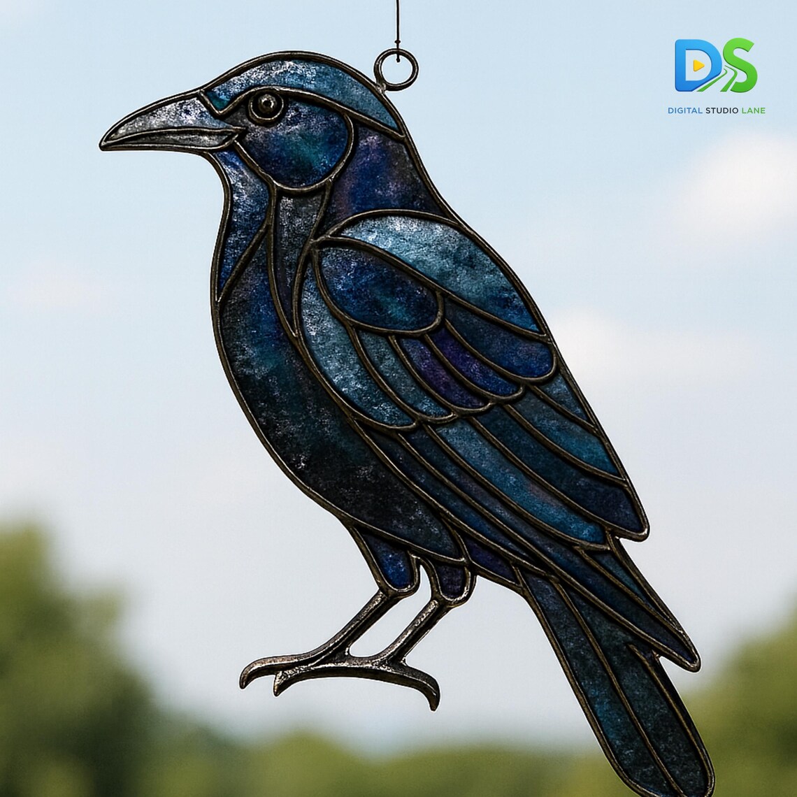 Black Raven Stained Glass Pattern, Raven Suncatcher, Modern Stained ...