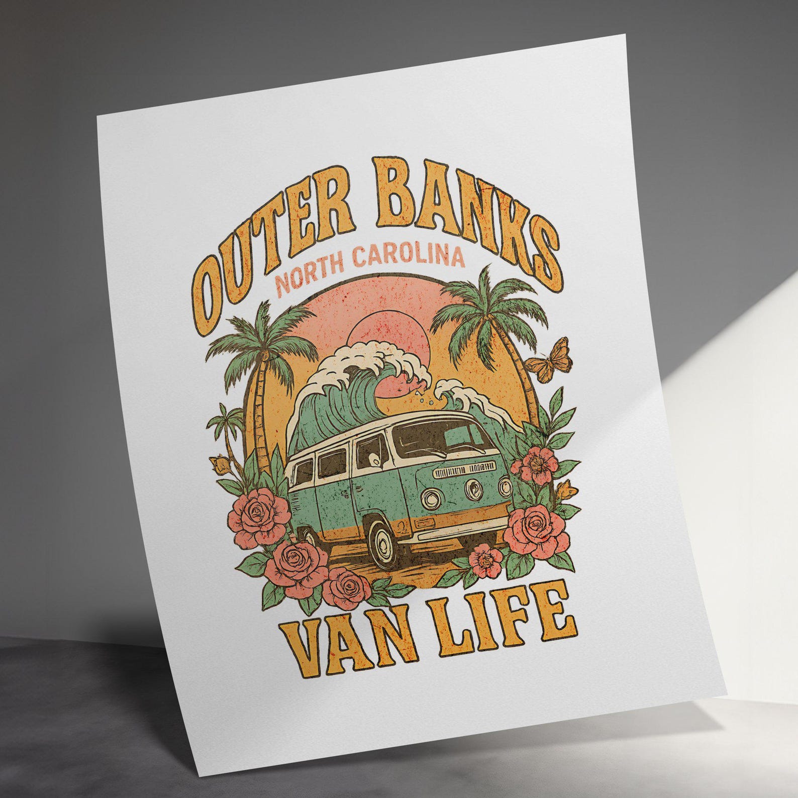 Outer Banks North Carolina Van Life Digital Download Retro T-shirt ...