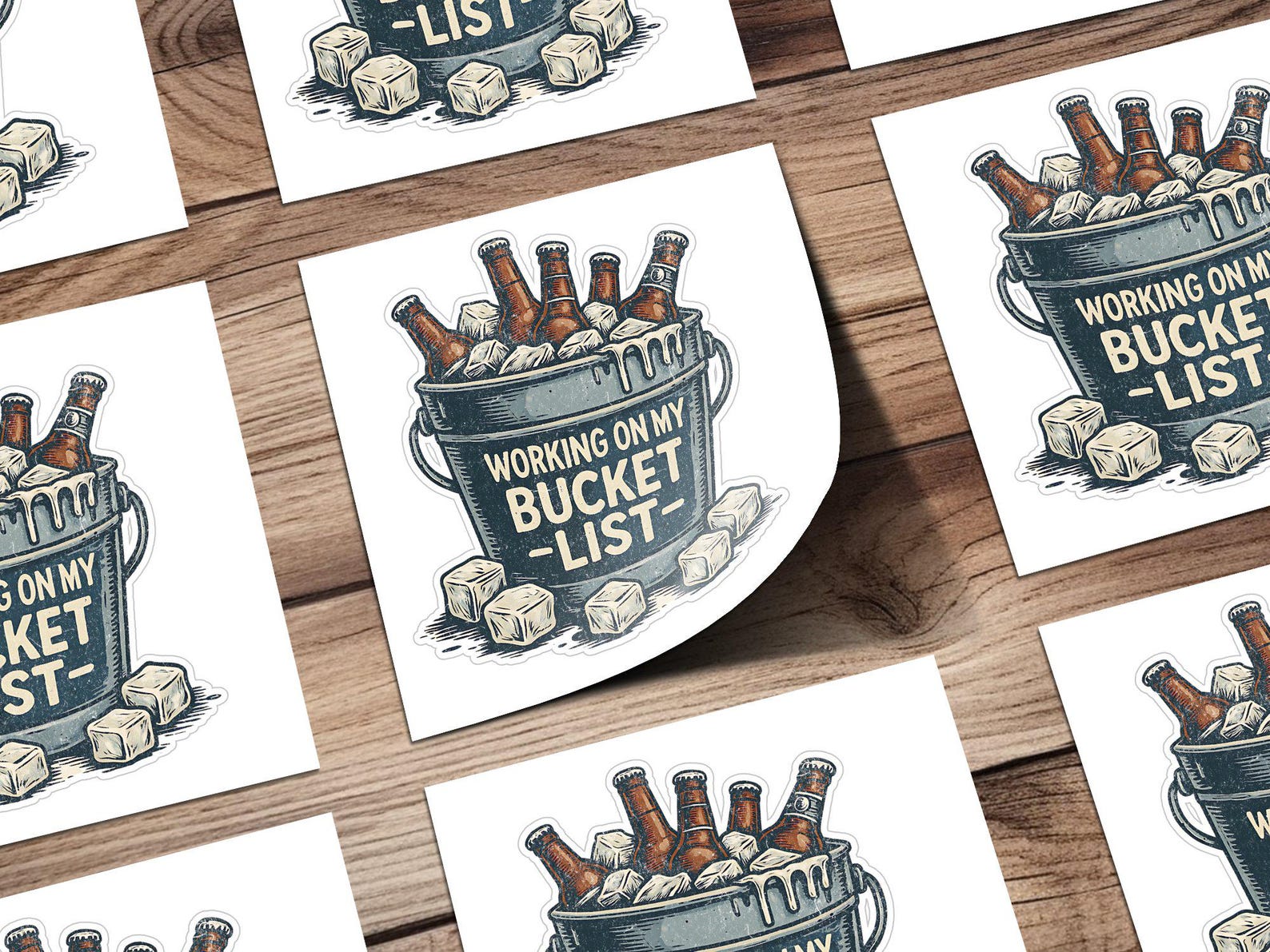 Working on My Bucket List PNG, Beer Bucket Clipart, Retro Summer Design ...