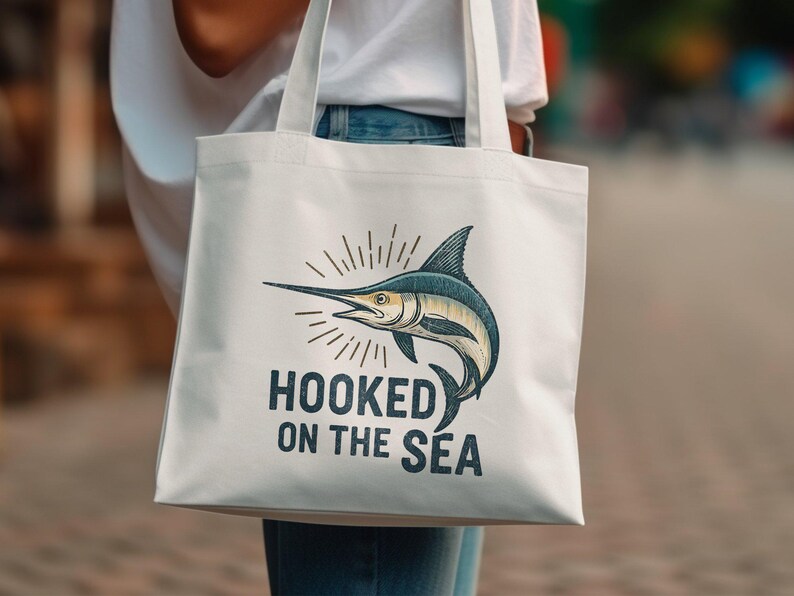 Hooked on the Sea Vintage Clipart Png, Marlin Fish Illustration ...