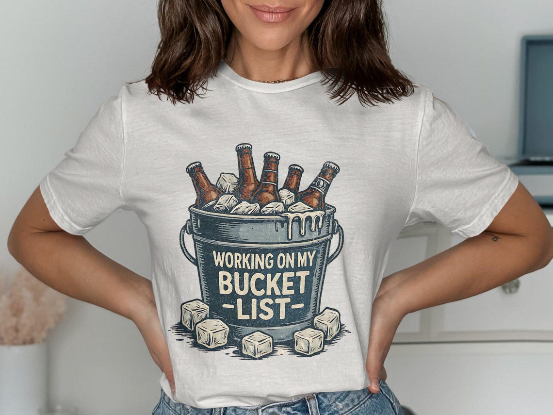 Working on My Bucket List PNG, Beer Bucket Clipart, Retro Summer Design ...