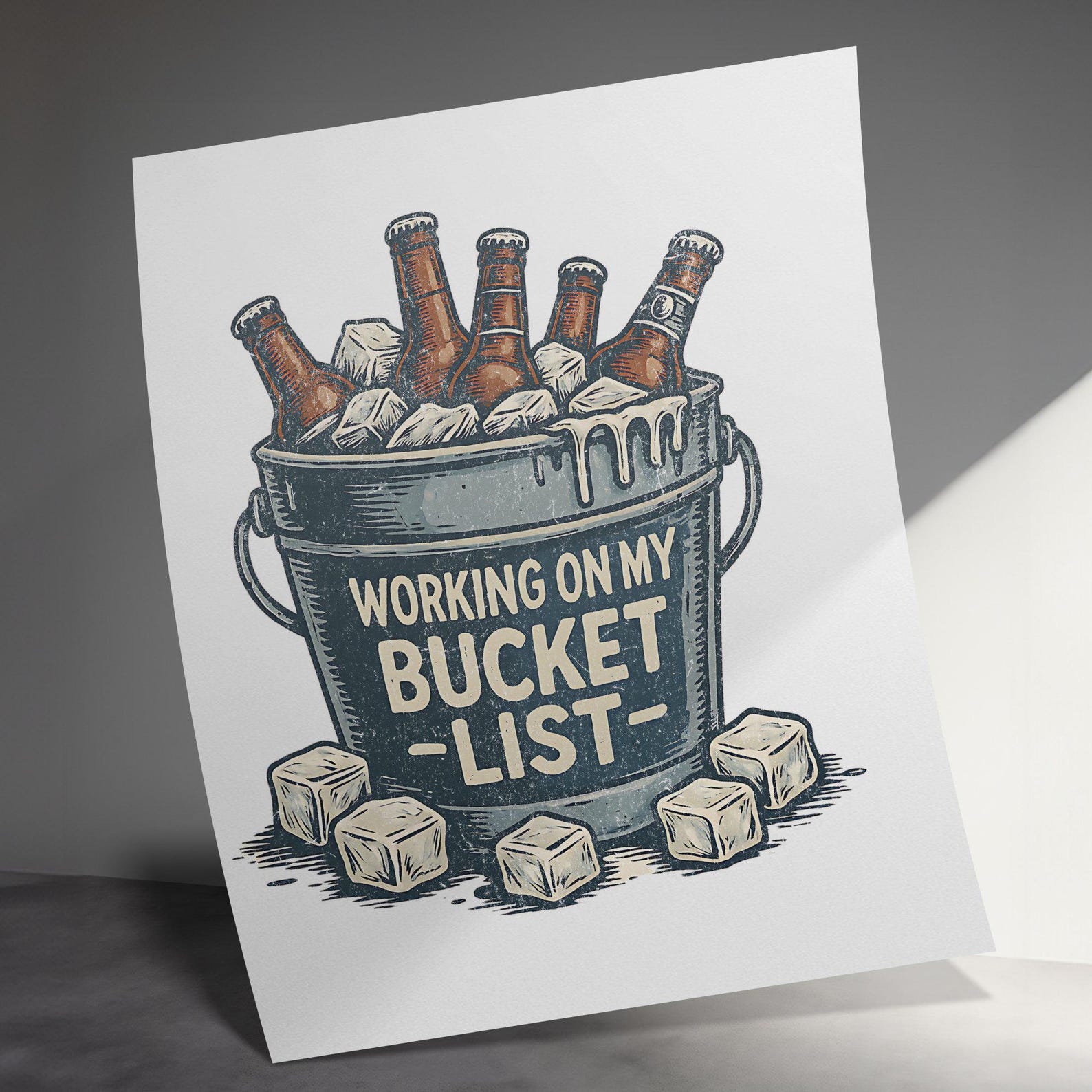 Working on My Bucket List PNG, Beer Bucket Clipart, Retro Summer Design ...
