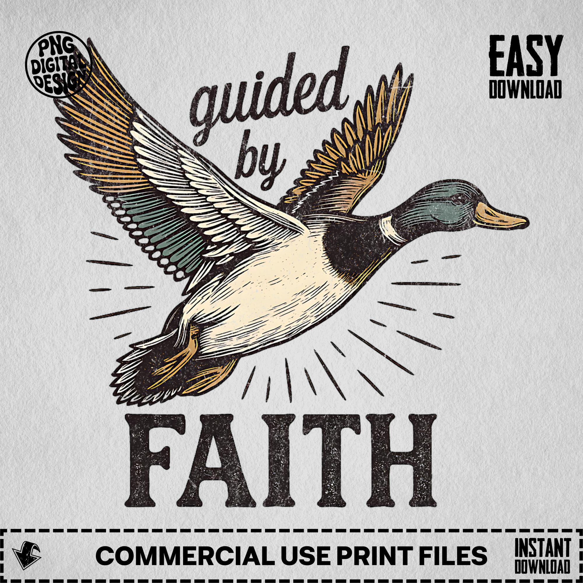 Vintage Duck Clipart PNG, Guided by Faith, Religious Bird Illustration ...