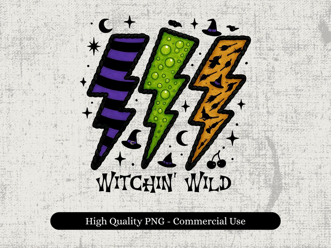 Witchy Bolt Trio - Halloween Lightning Clipart PNG | Potion, Broomstick ...