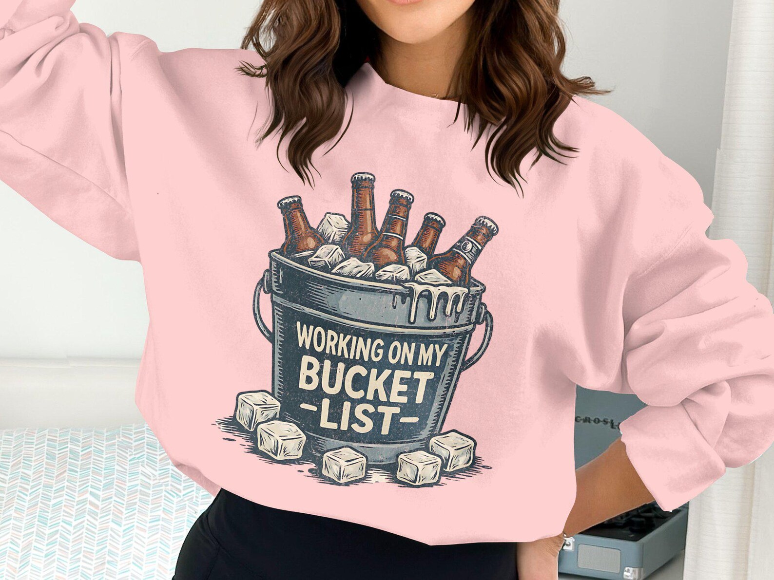 Working on My Bucket List PNG, Beer Bucket Clipart, Retro Summer Design ...