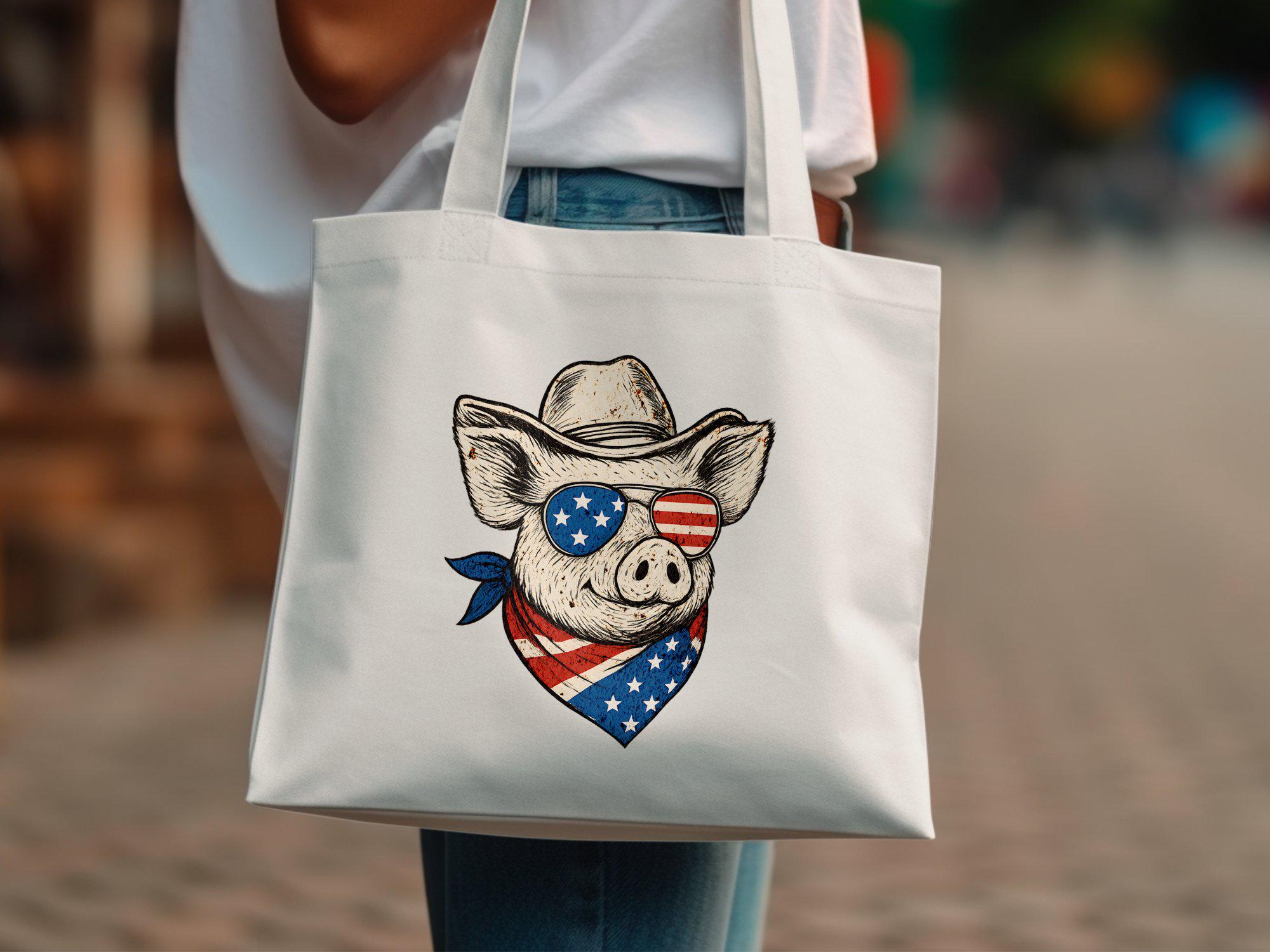 Digital Vintage Western Clipart PNG, Patriotic Pig Sublimation, Cowboy ...