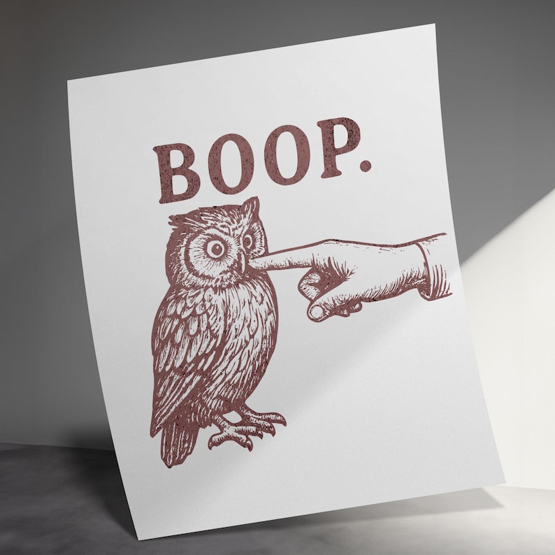 Funny Owl Digital Retro Clipart Png, Cute Bird Graphic, Boop ...