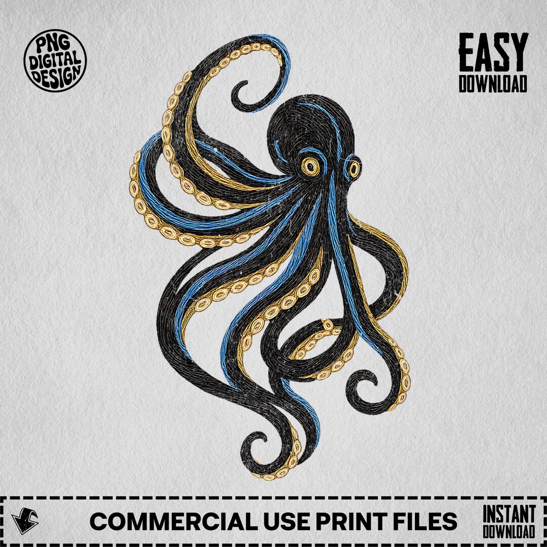 Vintage Octopus Clipart, Retro Sea Creature PNG, Antique Nautical Art ...