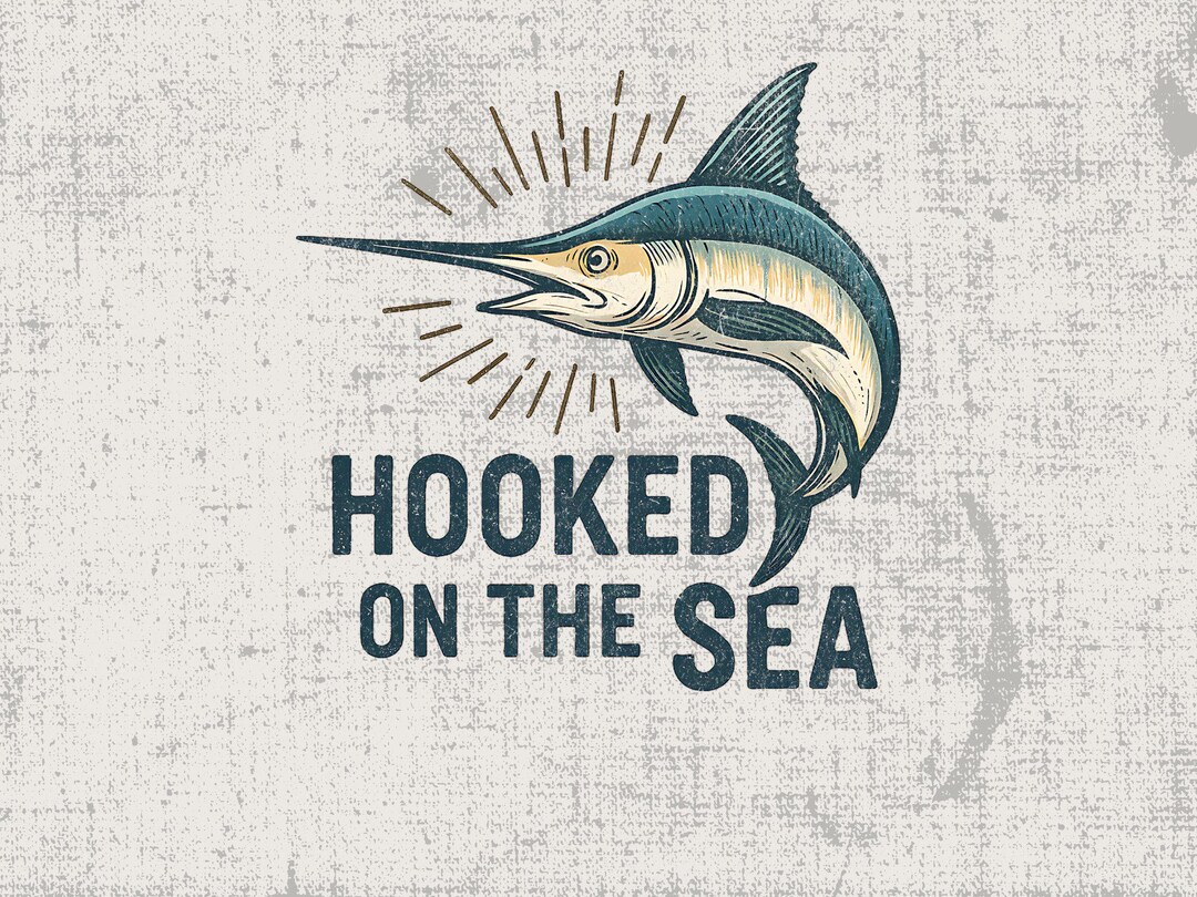 Hooked on the Sea Vintage Clipart Png, Marlin Fish Illustration ...
