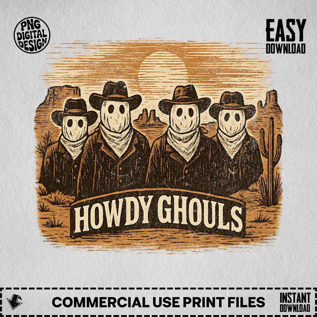 Vintage Howdy Ghouls PNG, Western Clipart, Cowboy Ghouls Digital Art ...
