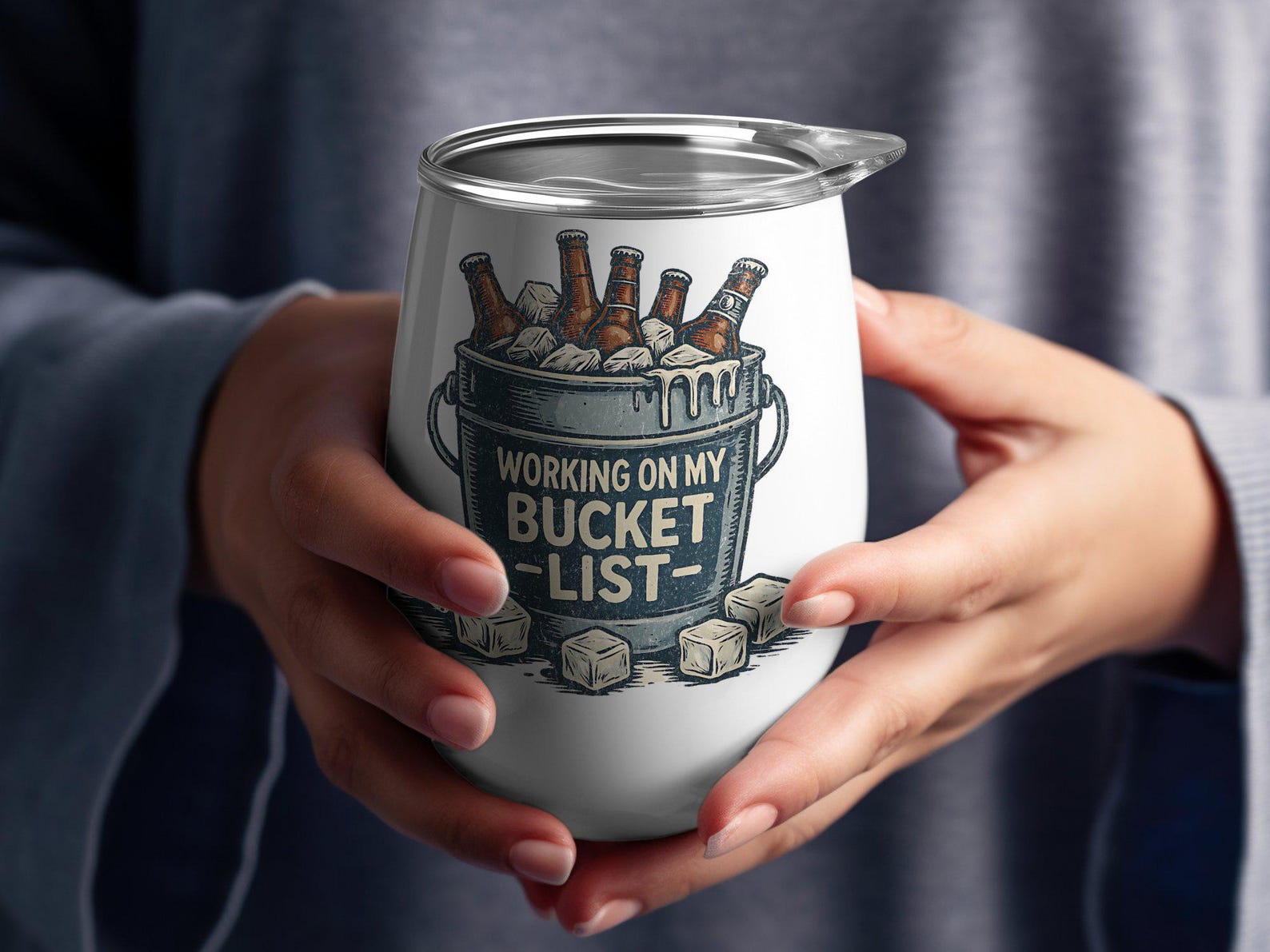 Working on My Bucket List PNG, Beer Bucket Clipart, Retro Summer Design ...