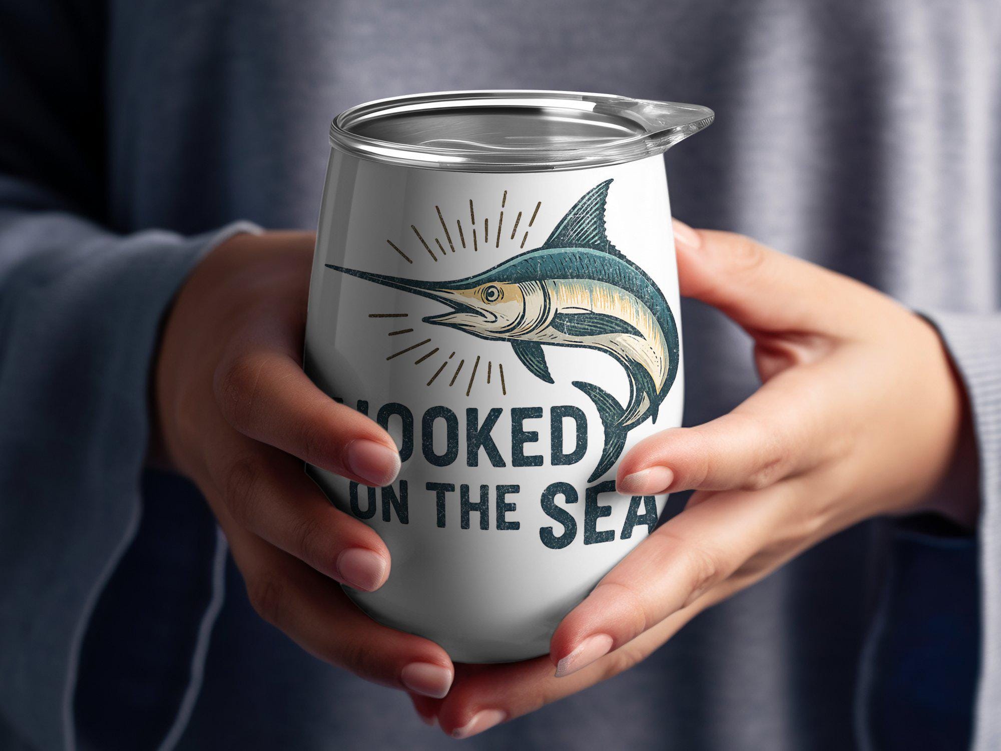 Hooked on the Sea Vintage Clipart Png, Marlin Fish Illustration ...