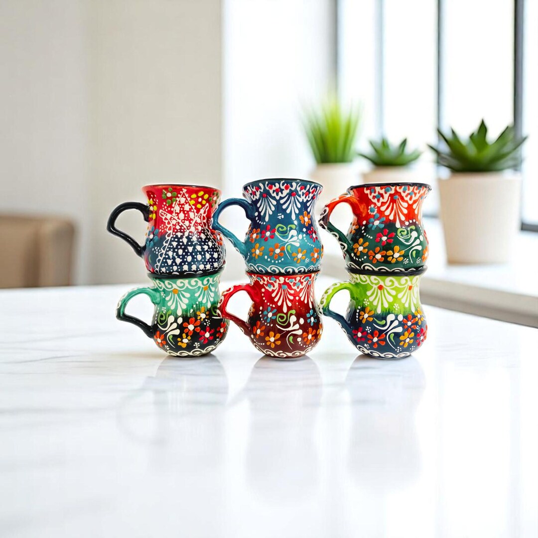 Handmade %100 Traditional Turkish Mug, 10oz Artisan Pottery Cup ...
