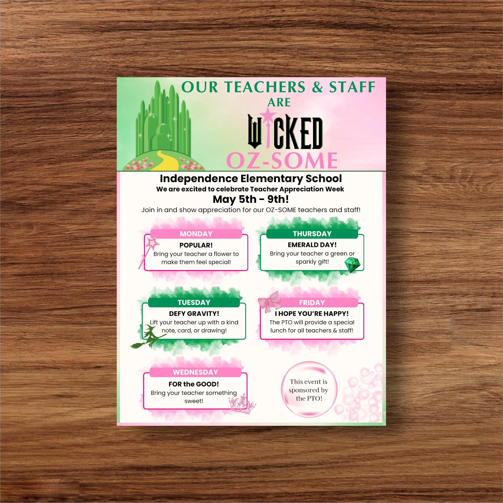 Teacher Appreciation Week BUNDLE - Wicked Theme Flyer, Gift Tags, 20x30 ...