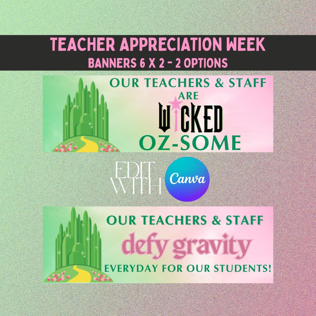 Teacher Appreciation Week Banner 6x2 - Wicked Theme Banner - Digital ...