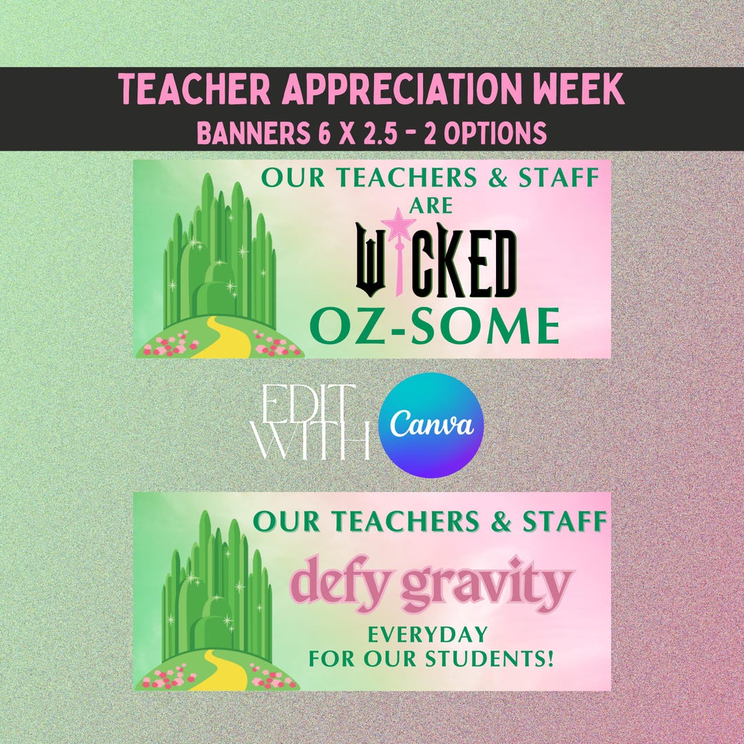 Teacher Appreciation Week Banner 6x2.5 - Wicked Theme Banner - Digital ...
