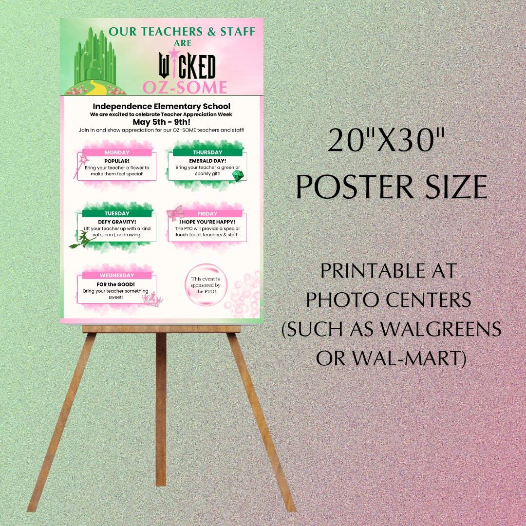 Teacher Appreciation Week POSTER - Wicked Theme Poster 20x30 - Digital ...