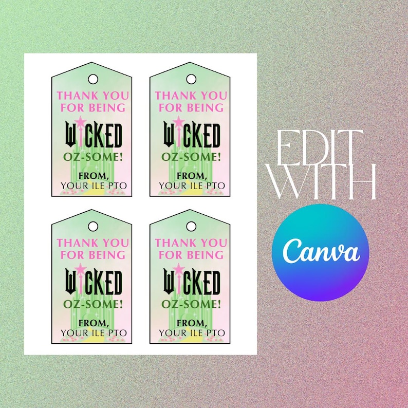 Wicked Theme Gift Tags - Teacher Staff Appreciation Week Gift Tags ...