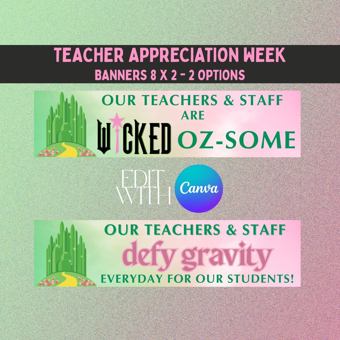 Teacher Appreciation Week Banner 8x2 - Wicked Theme Banner - Digital ...