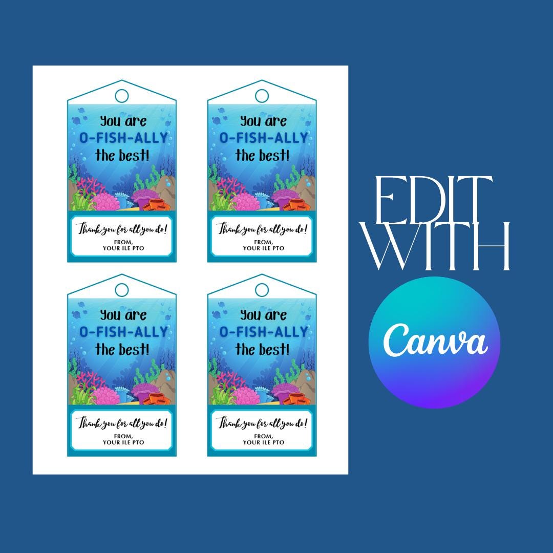 Teacher Appreciation Week Gift Tags - Ocean Fish Under the Sea Theme ...