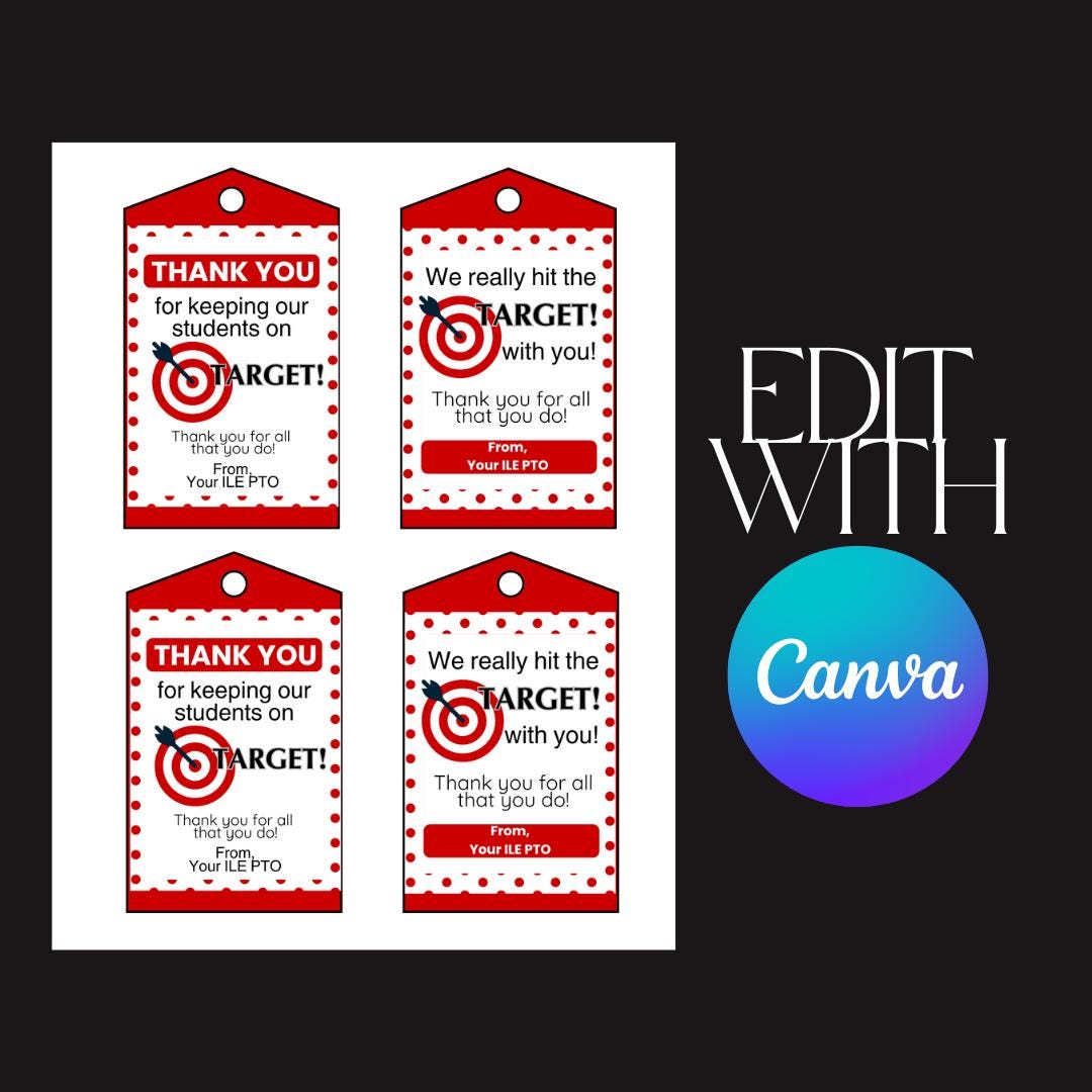Teacher Appreciation Week Gift Tags - on Target Theme Gift Tags ...