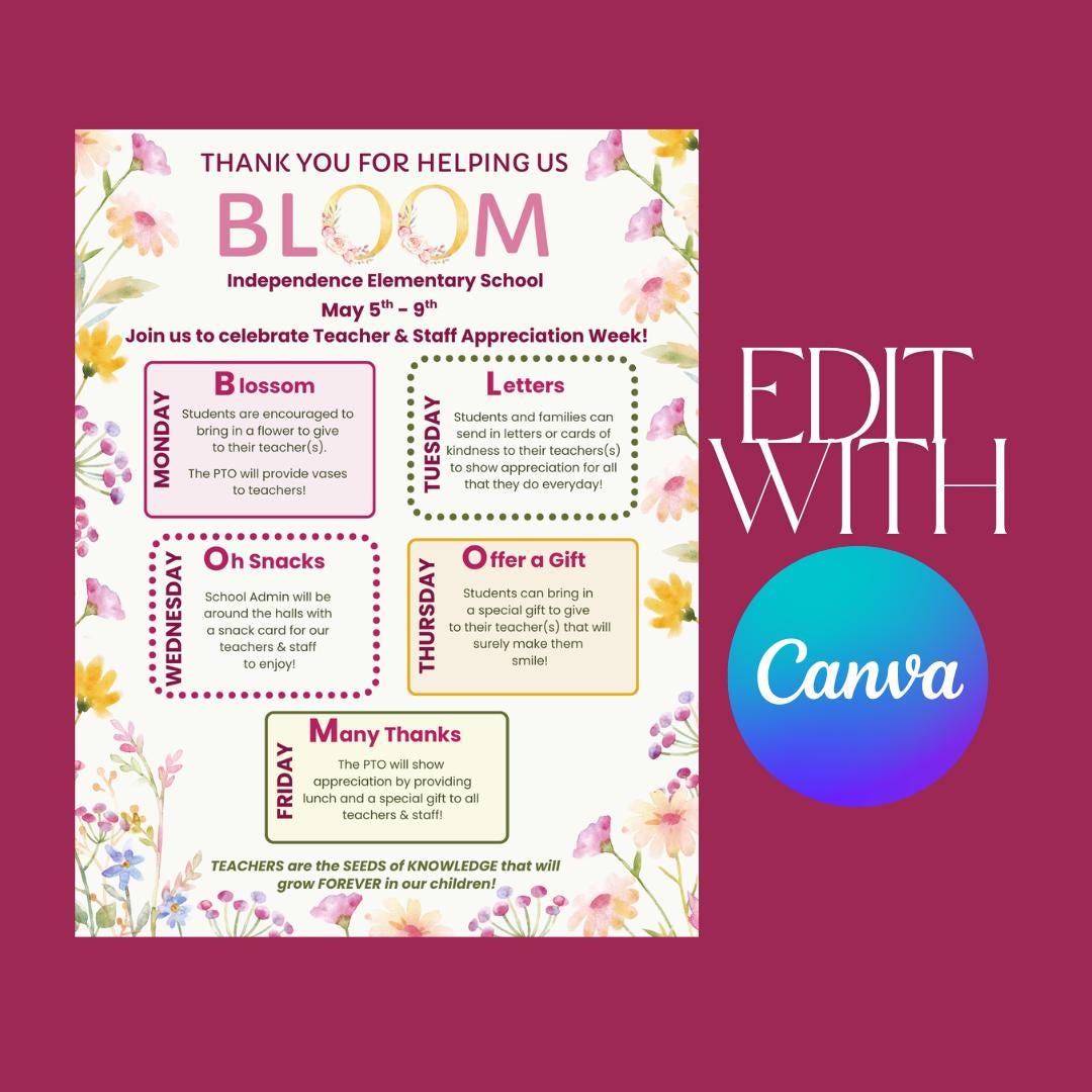 Teacher Appreciation Week Flyer - Bloom Grow Flower Theme Flyer ...