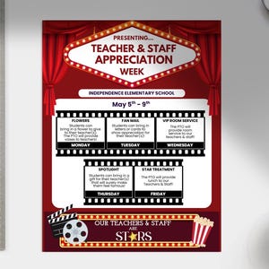 Teacher Appreciation Week Flyer - Hollywood Star Theme Flyer - Digital ...