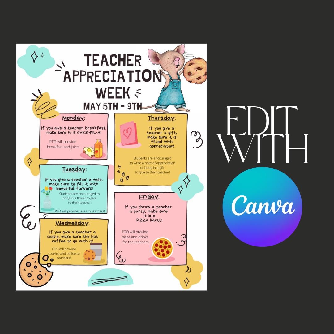 Teacher Appreciation Week Flyer - If You Give A Mouse A Cookie Theme ...