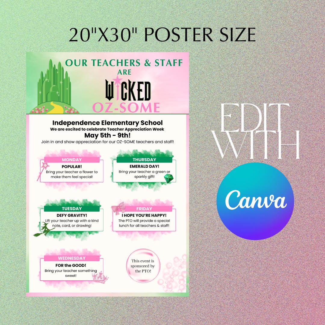 Teacher Appreciation Week POSTER - Wicked Theme Poster 20x30 - Digital ...