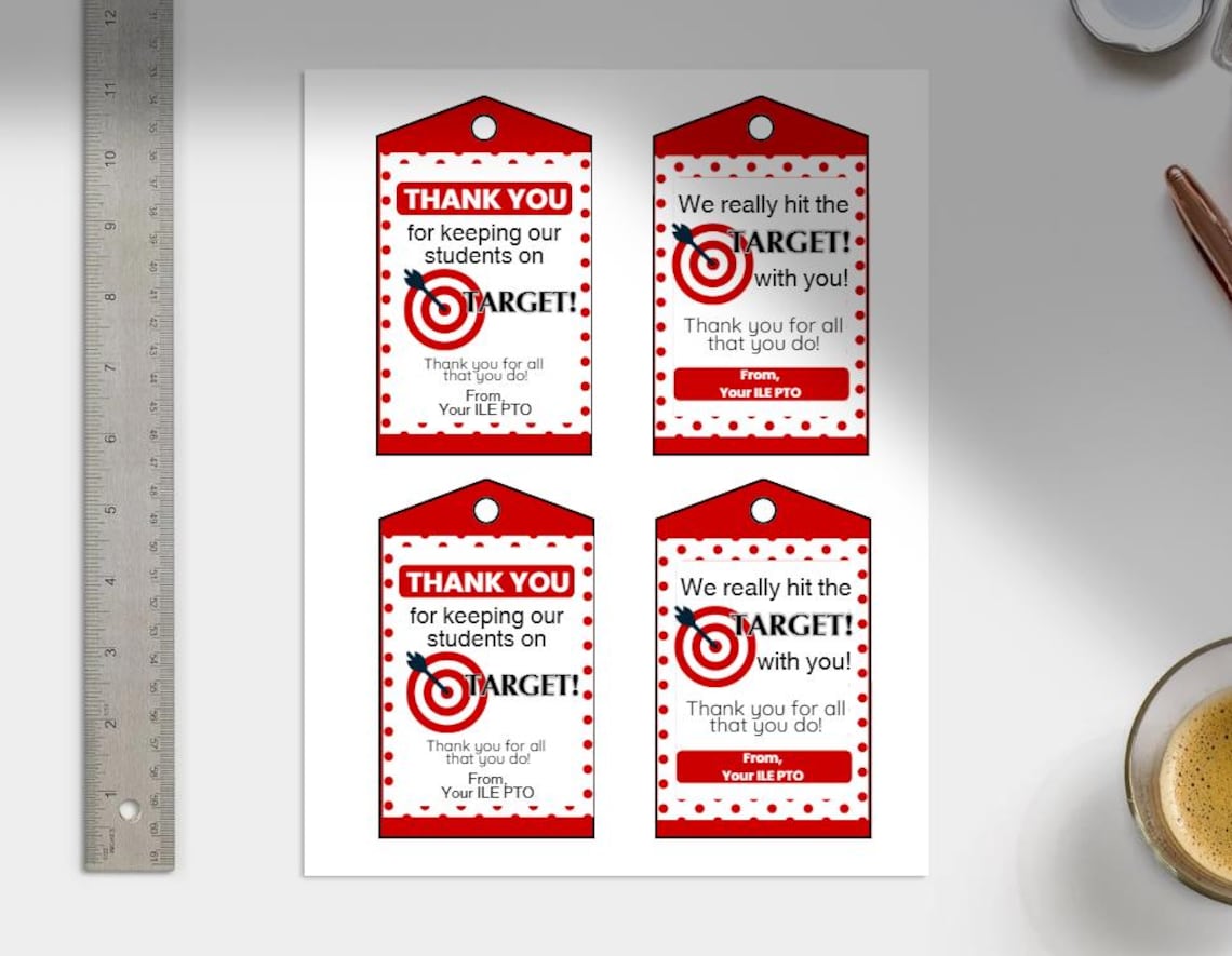 Teacher Appreciation Week Gift Tags - on Target Theme Gift Tags ...