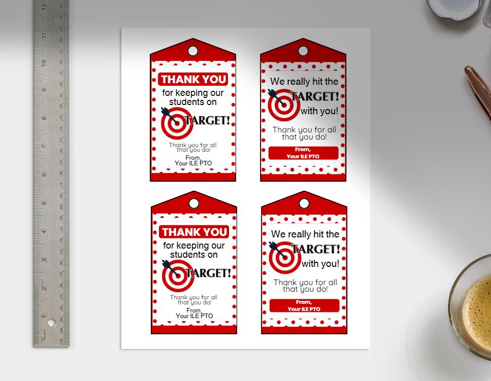 Teacher Appreciation Week Gift Tags - on Target Theme Gift Tags ...