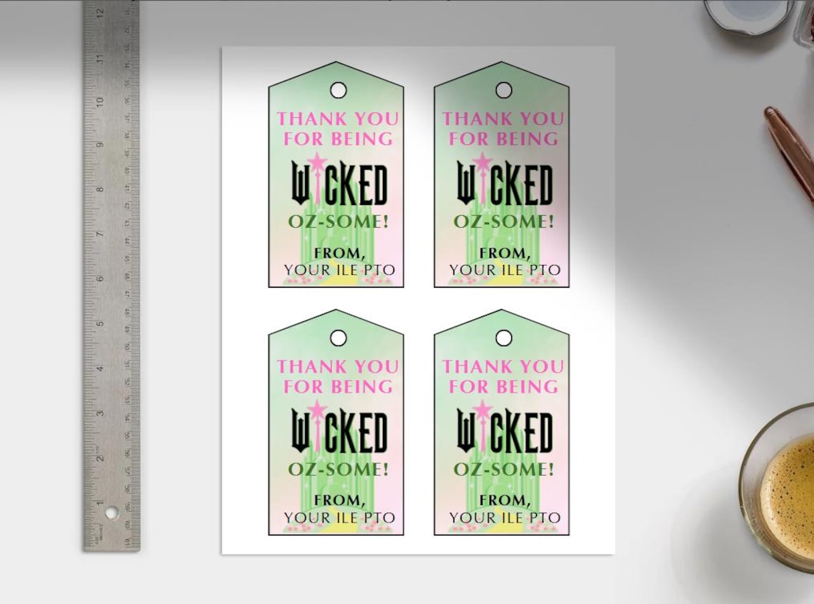 Wicked Theme Gift Tags - Teacher Staff Appreciation Week Gift Tags ...