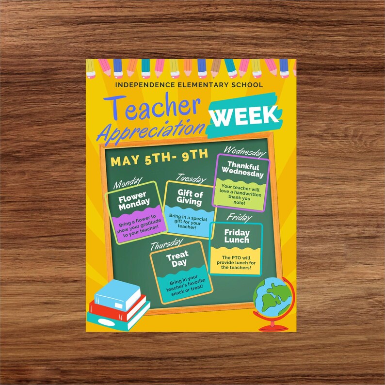 Teacher Appreciation Week Flyer - School Supplies Theme Flyer - Digital ...