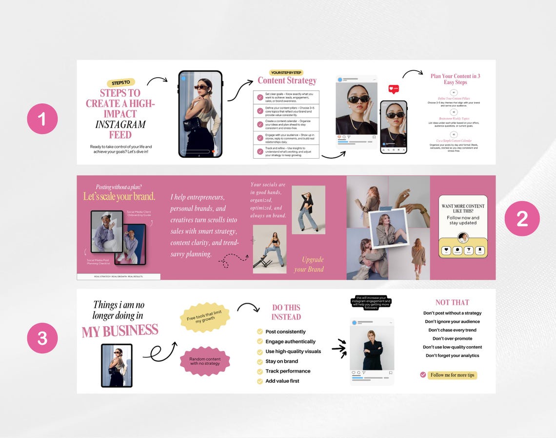 Seamless Carousels, Pink Bold IG Posts for Coaches, Content Creators ...