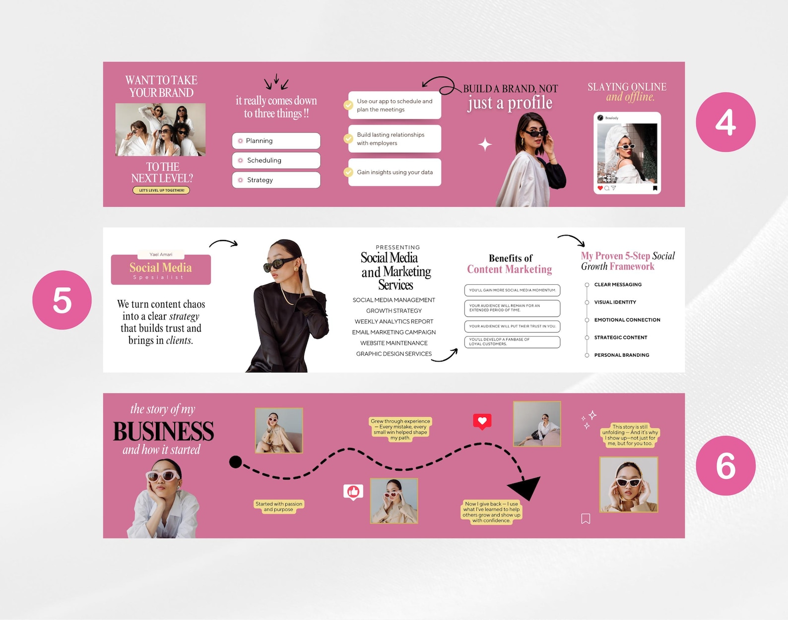 Seamless Carousels, Pink Bold IG Posts for Coaches, Content Creators ...