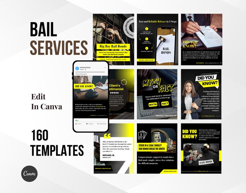 Bail Bonds Services Canva Templates, Fast Bail Bonds Agent, Bail ...