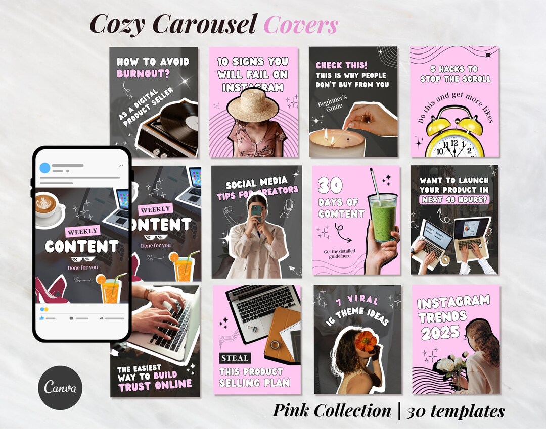 Carousel Covers for Coaches, Creators & Digital Product Sellers, Pink ...