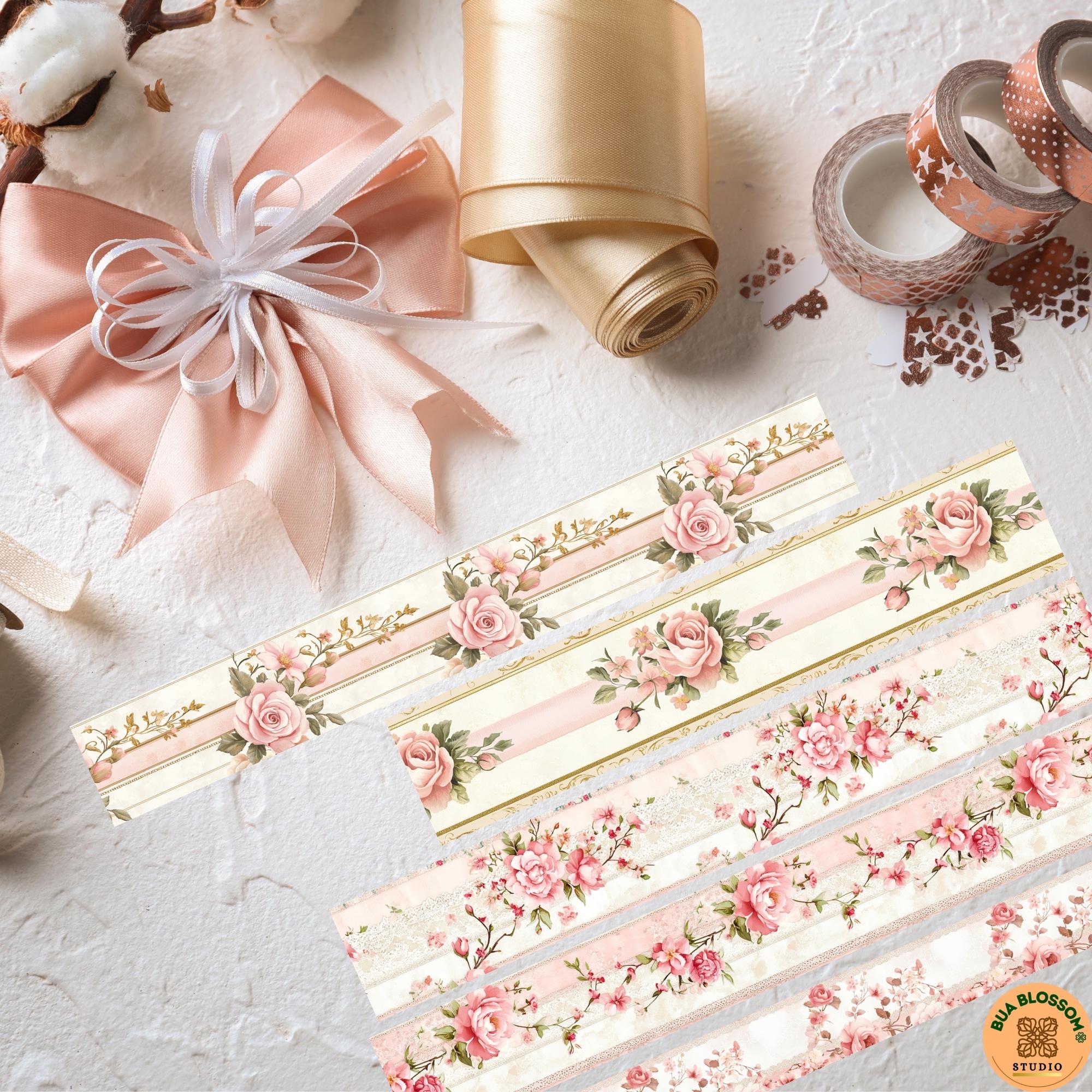 Vintage Rose Lace Border, Rose Floral Stripe Border for Scrapbook ...