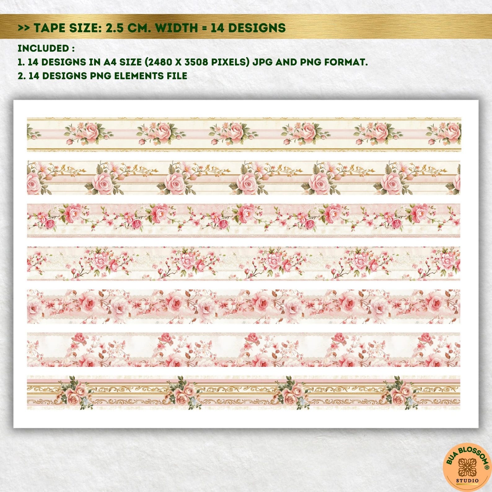 Vintage Rose Lace Border, Rose Floral Stripe Border for Scrapbook ...